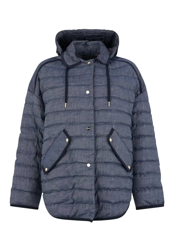Herno Padded Denim Jacket With Detachable Hood - Blue