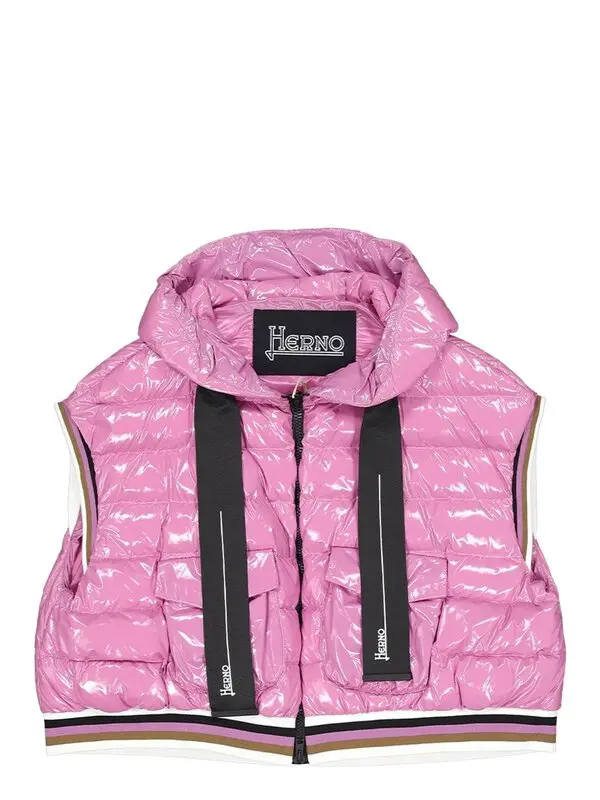Herno Down Vest Jacket With Drawstring Hood - Pink
