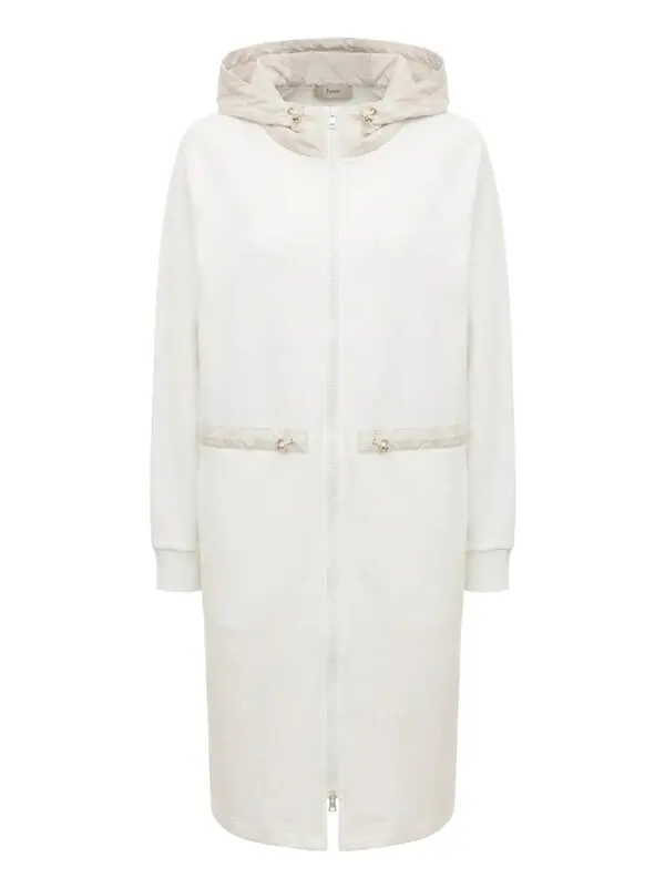 Herno Long Hooded Zip Coat - White