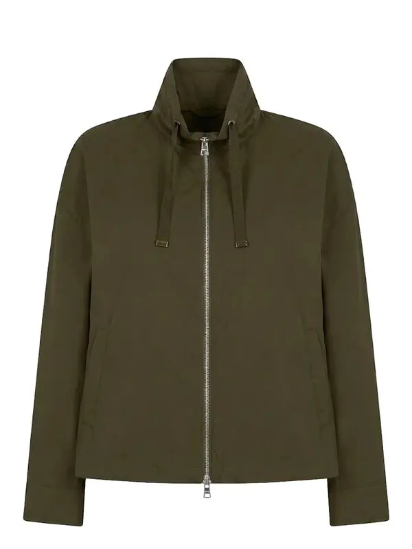 Herno High Neck Zip-up Jacket With Drawstring Detail - Green
