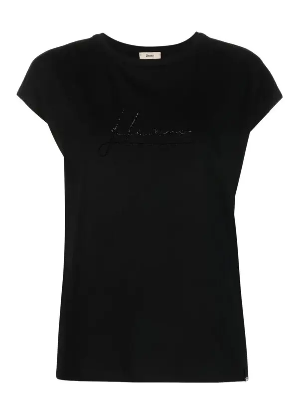 Herno Crystal Embellished Logo T-shirt - Black