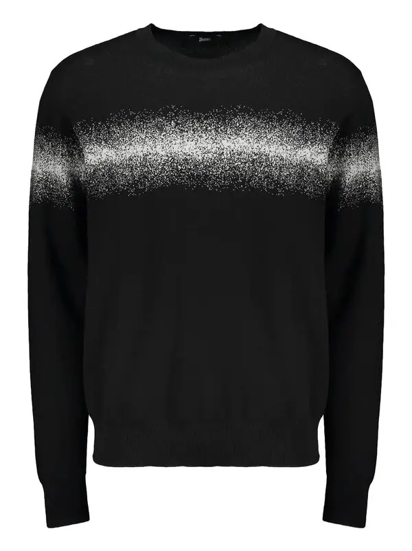 Herno Cotton Blend Pullover With Ribbed Trims - Black