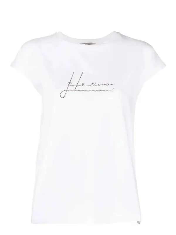 Herno Crystal Embellished Logo T-shirt - White