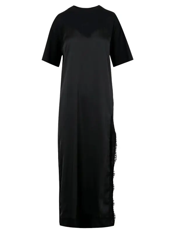MSGM Cotton T-shirt Dress With Lace Trim - Nero