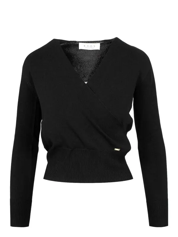 KAOS V-neck Cross Front Sweater - Nero