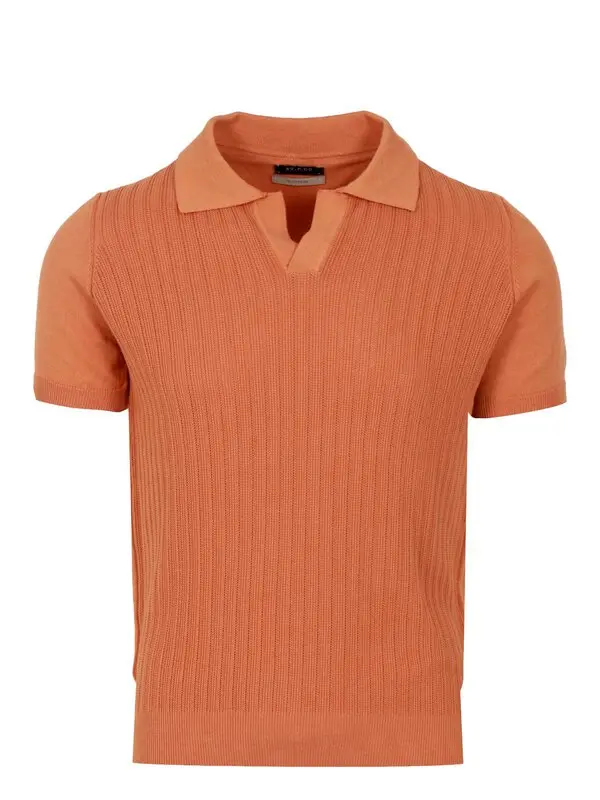 AT.P.CO Ribbed Polo Shirt - Caramel