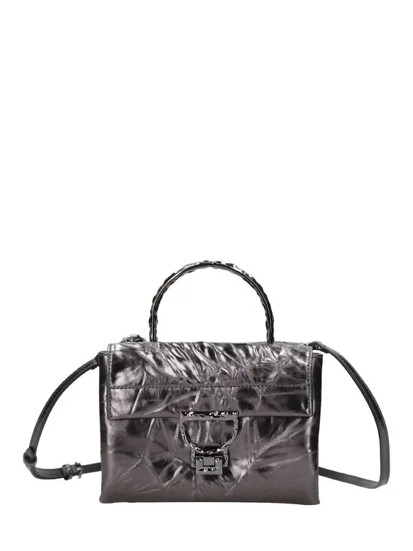 COCCINELLE Metallic Leather Handbag - Gun-metal Grey
