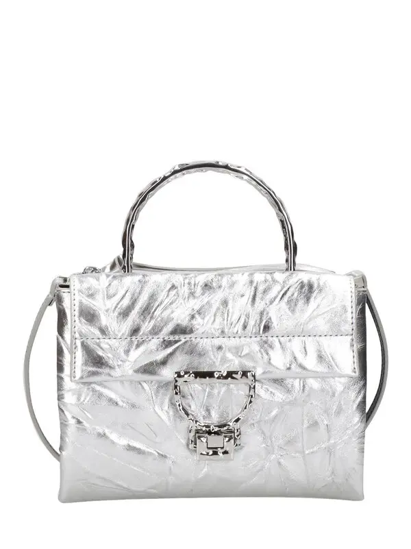 COCCINELLE Metallic Effect Leather Handbag - Silver
