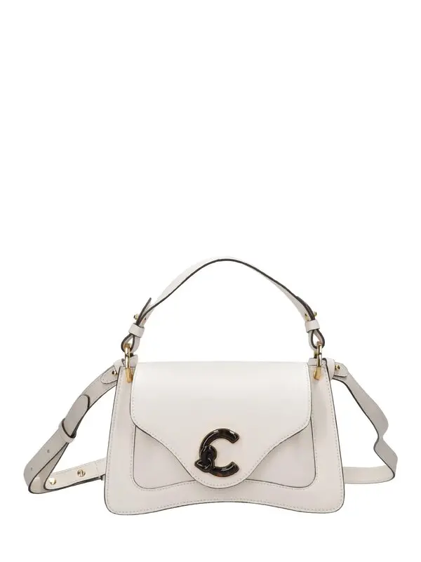 COCCINELLE Grained Leather Handheld Shoulder Bag - Pearl