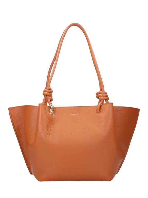 COCCINELLE Grained Leather Shoulder Bag - Clay