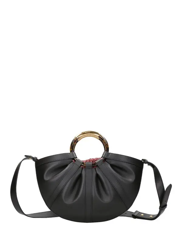 COCCINELLE Leather Handbag With Tortoiseshell Effect Handles - Black