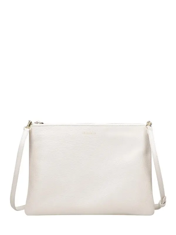 COCCINELLE Grained Leather Shoulder Bag - Pearl