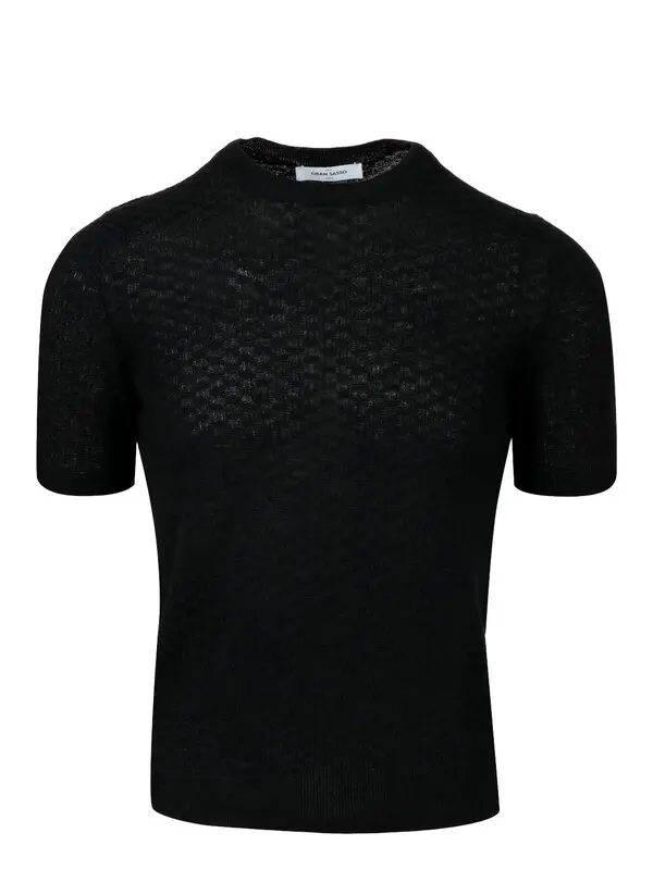 GRAN SASSO Linen & Cotton Blend Knit - Black