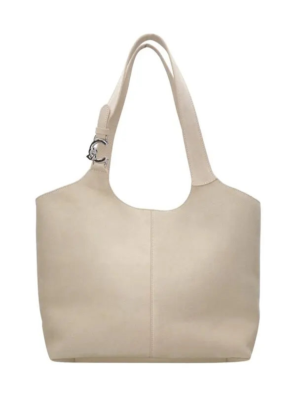 COCCINELLE Suede Handbag With C-me Logo Detail - Sand