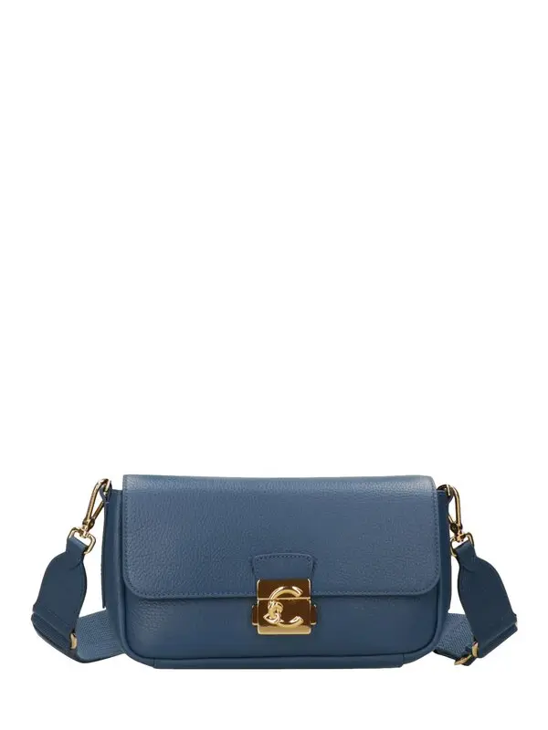 COCCINELLE Grained Leather Shoulder Bag - Blu Avio