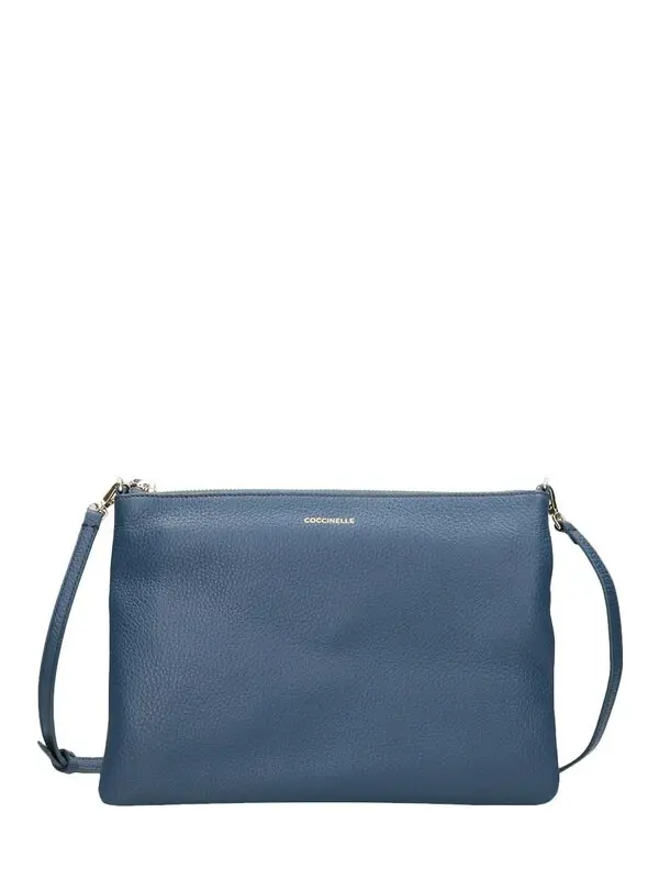 COCCINELLE Grained Leather Shoulder Bag - Blu Avio