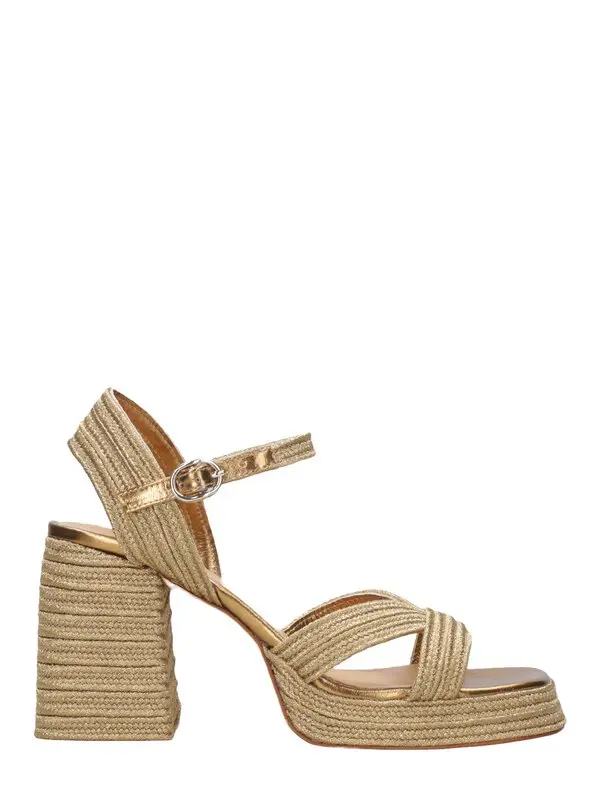 CastaÑer Metallic Woven Platform Sandals - Ancient Gold