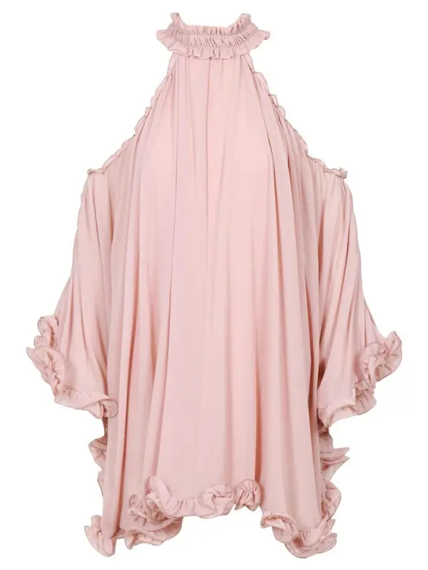 ANIYE BY Off-the-shoulder Ruffled Top - Dust Pink