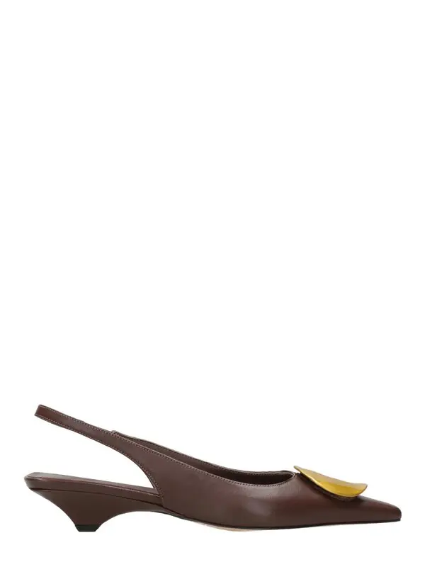 VIC MATIE Slingback Shoes With Geometric Detail - Brown