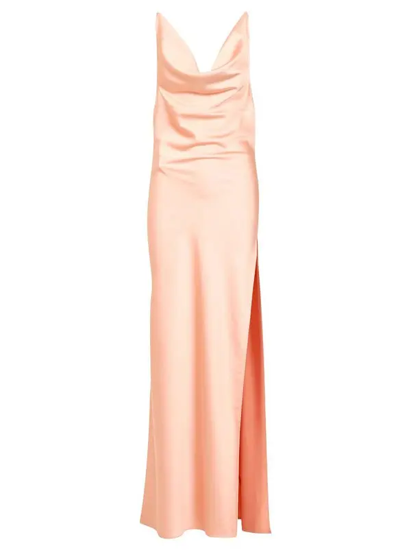 Andamane Strappy Satin Maxi Dress - Peach