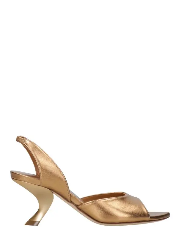 VIC MATIE Metallic Leather Slingback Sandals - Bronze