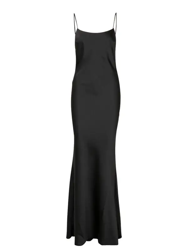 Andamane Strappy Satin Gown - Black