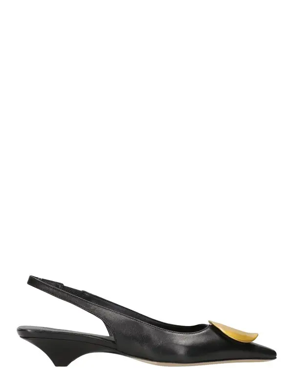 VIC MATIE Slingback Pumps With Gold Tone Detail - Black