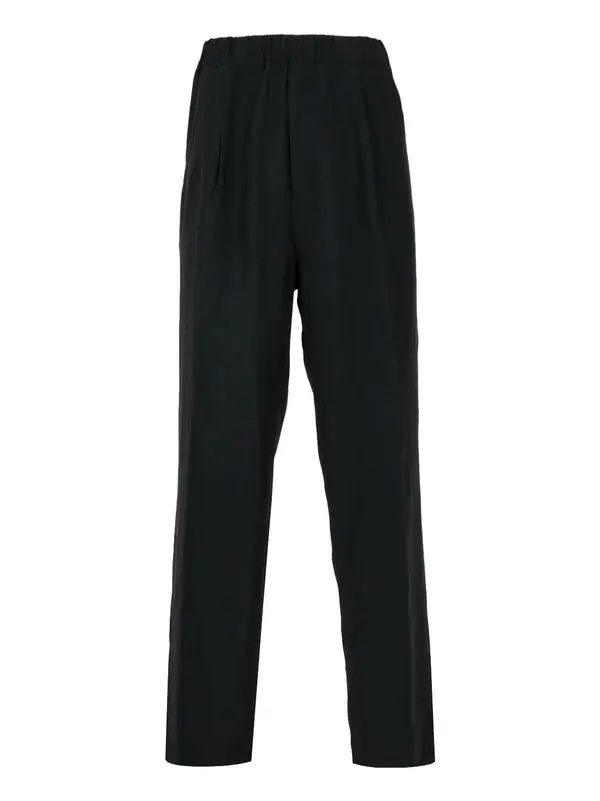 LANEUS Linen Blend Trousers - Black