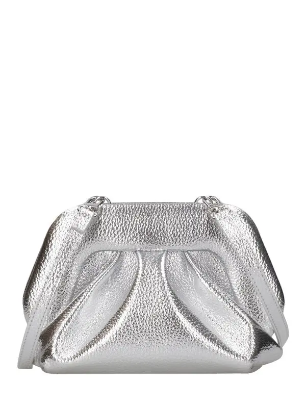 THEMOIRE Faux Leather Clutch With Shoulder Strap - Silver