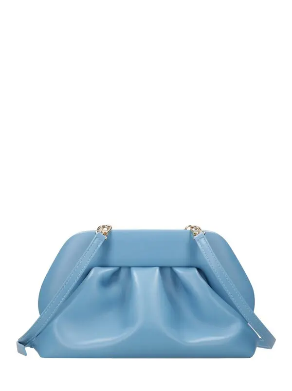THEMOIRE Faux Leather Clutch With Shoulder Strap - Bright Blue