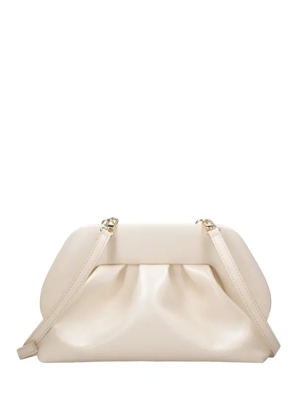THEMOIRE Faux Leather Clutch With Shoulder Strap - Butter