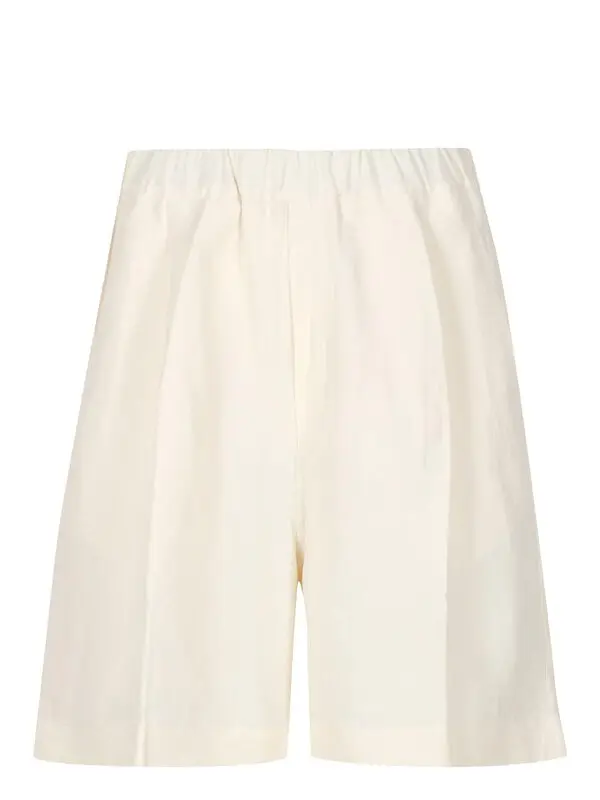 LANEUS Wide Leg Linen Blend Shorts - Cream