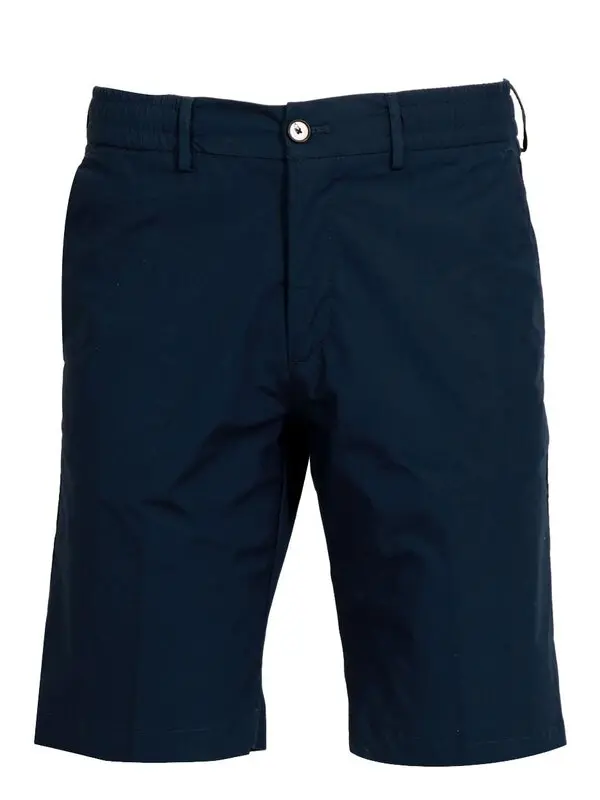 CRUNA Navy Cotton Blend Belted Tailored Shorts - Blue