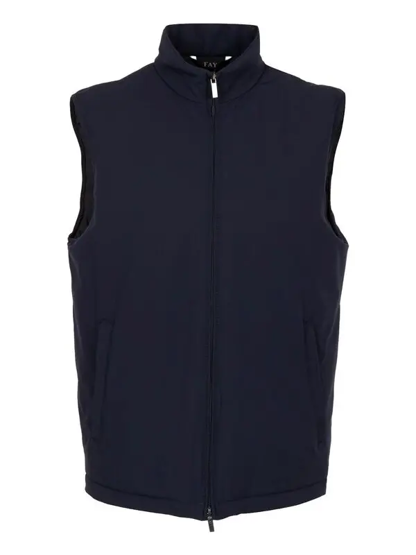 FAY Technical Fabric Sleeveless Vest With Zipper Closure - Blu Navy