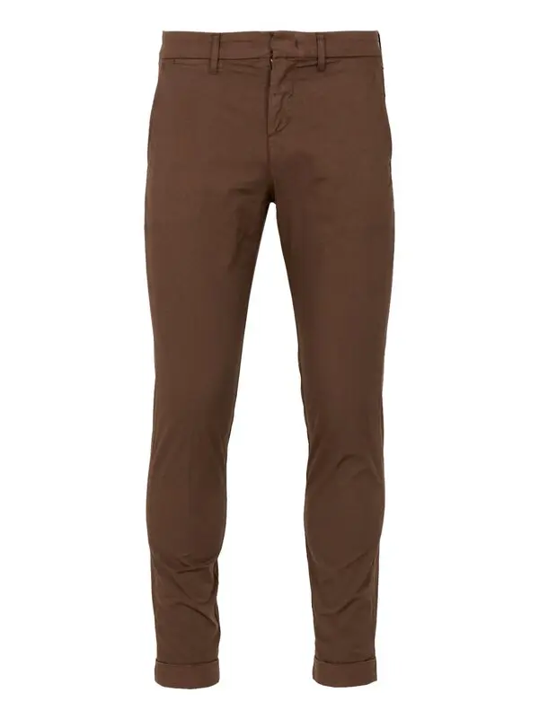 FAY Slim Fit Cotton Gabardine Trousers - Sigaro