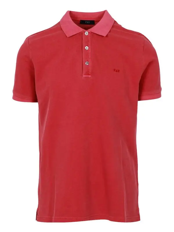 FAY Slim Fit Cotton Pique Polo Shirt - Scarlet