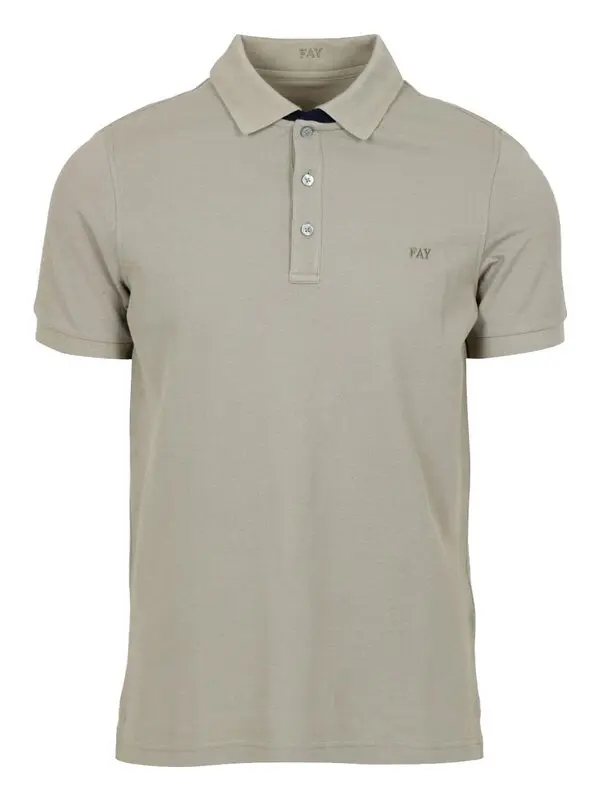 FAY Slim Fit Pique Polo Shirt - Incense