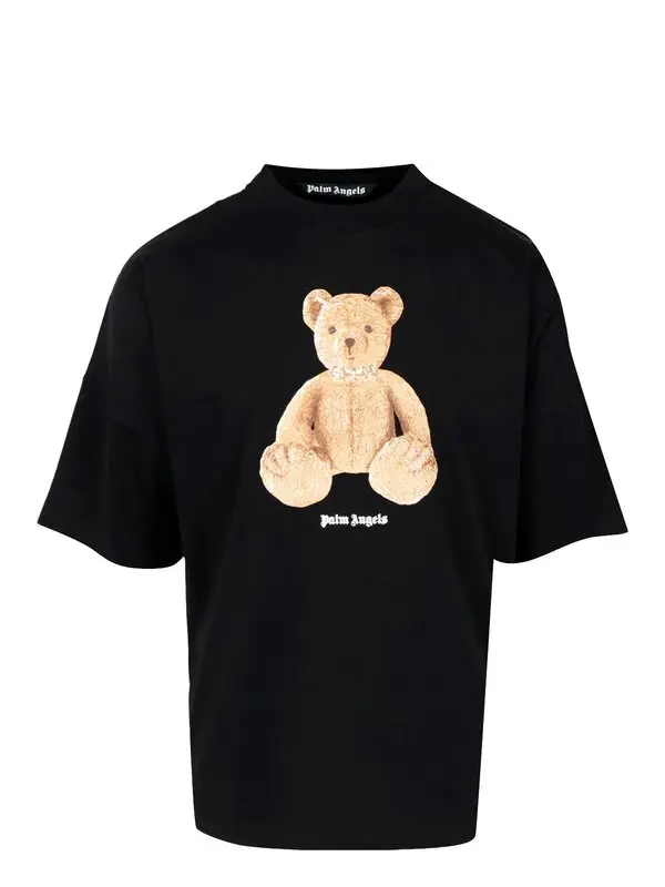 Palm Angels Maxi Bear Graphic Oversized T-shirt - Black+brown