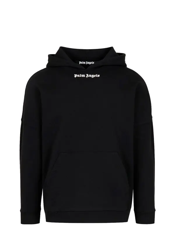 Palm Angels Oversized Hoodie With Logo Detail - Nero+bianco