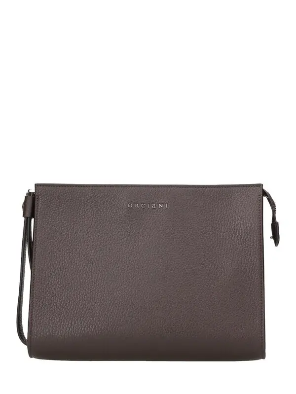 ORTIGNI Grained Leather Wristlet Pouch With Rfid Protection - Ebano