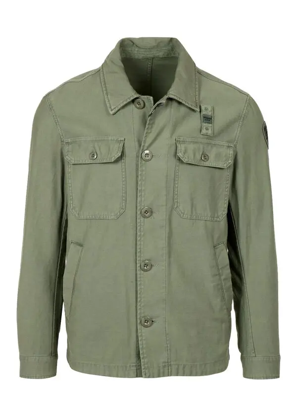 BLAUER. Cotton Canvas Garment-dyed Jacket With Classic Collar - Verde Oliva