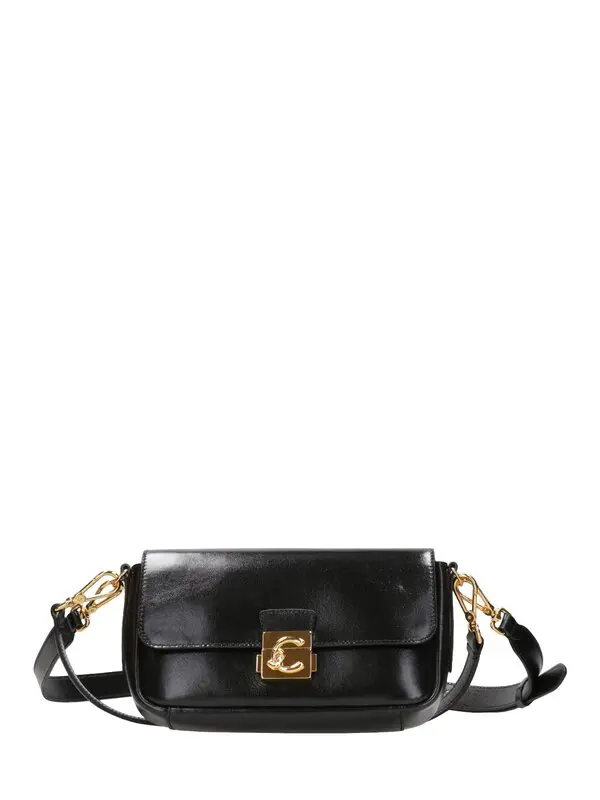 COCCINELLE Smooth Leather Shoulder Bag With Metal Logo Clasp - Nero