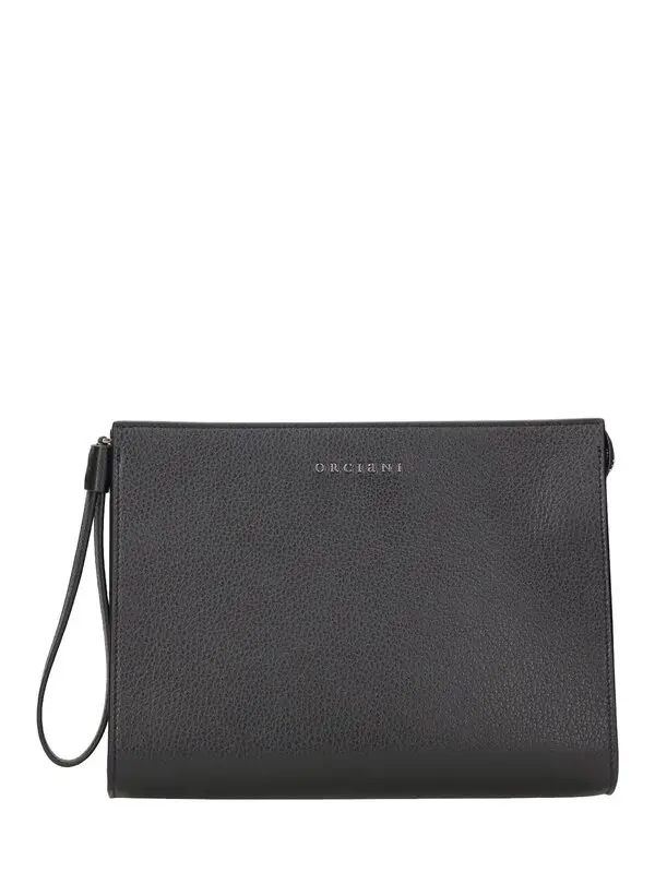 ORTIGNI Grained Leather Wristlet With Rfid Protection - Nero