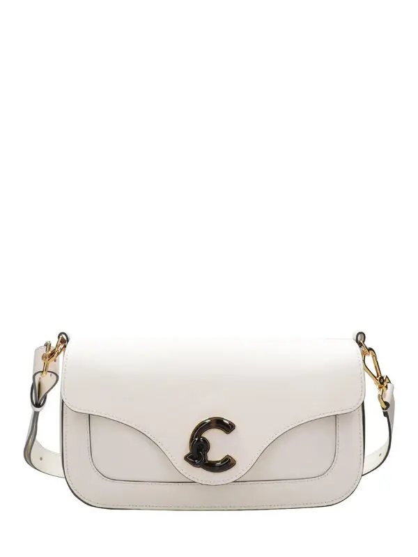 COCCINELLE Grained Leather Medium Shoulder/cross-body Bag With Logo Detail - Perla+nero