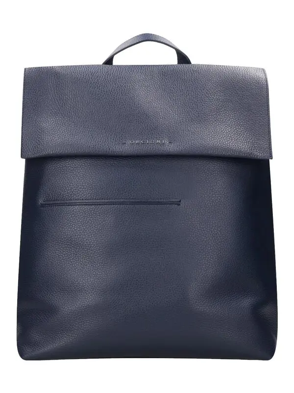 ORTIGNI Hammered Leather Backpack - Blu Navy