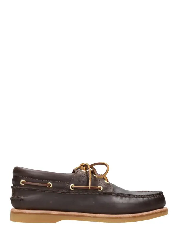 Timberland Premium Leather Flat Shoes With Hand-stitched Pattern - Moro