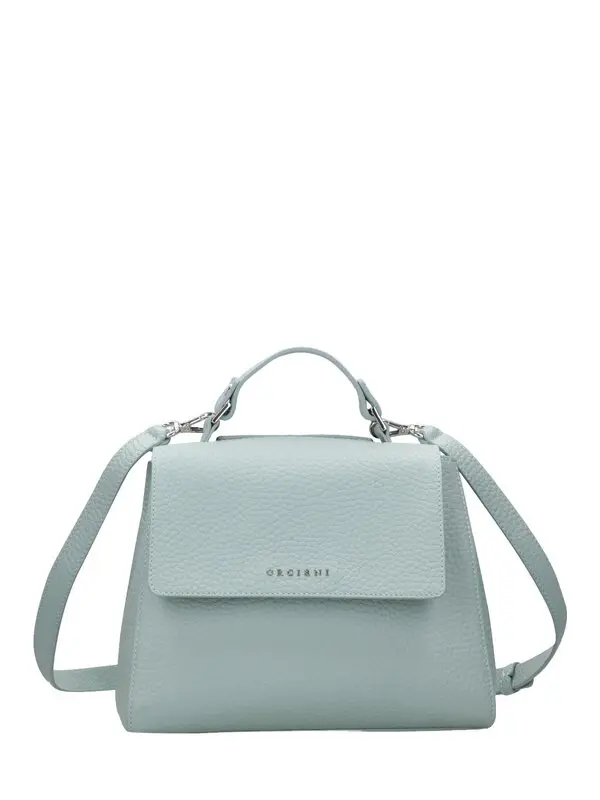 ORTIGNI Grained Leather Handheld Bag With Adjustable Shoulder Strap - Acquamarina
