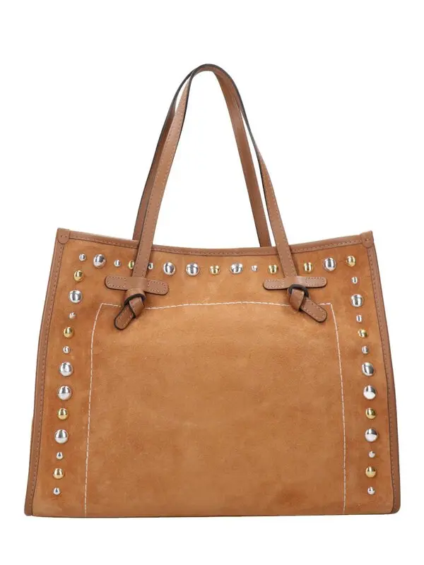 MARCELLA Studded Suede Tote Bag - Caramel