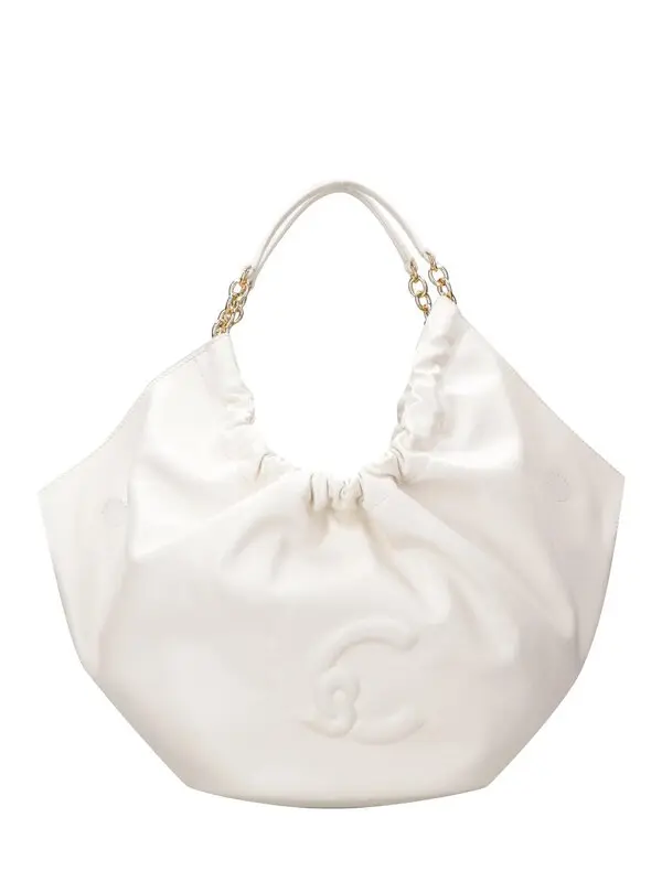 COCCINELLE Smooth Leather Gathered Motif Shoulder Bag With Chain Handles - Perla