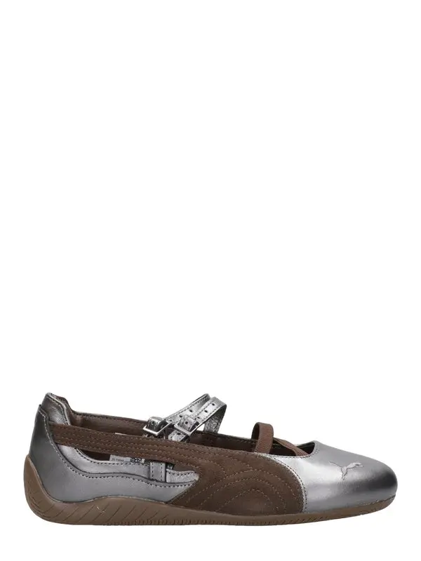 PUMA Flat Shoes With Embroidered Logo And Adjustable Straps - Cioccolato